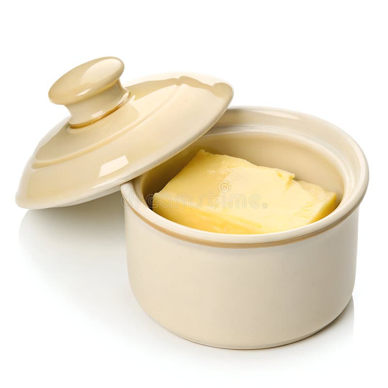A Butter Pot Isolated on White Background Stock Illustration ...