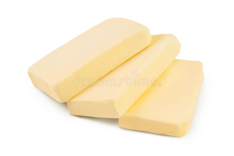Butter Slices Isolated on White Background with Clipping Path and Full ...