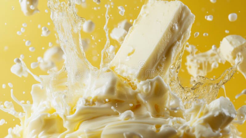Butter Splash: Creamy Yellow Dairy Product in Motion Stock Illustration ...