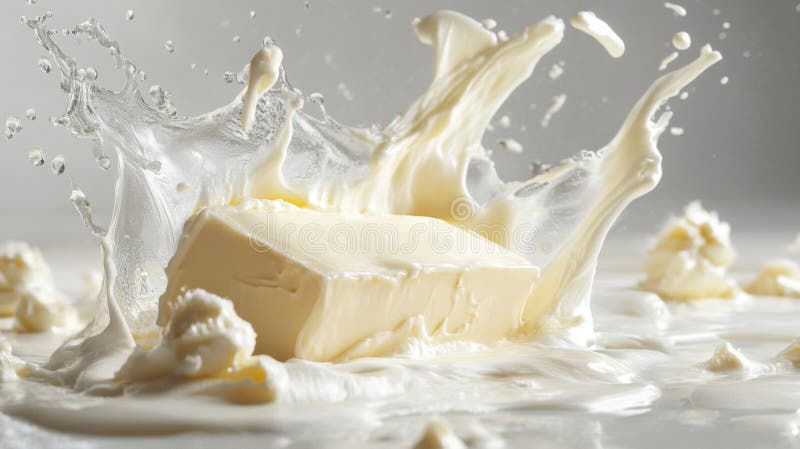 Butter Splash in Milk: Creamy Texture and Rich Color Stock Illustration ...