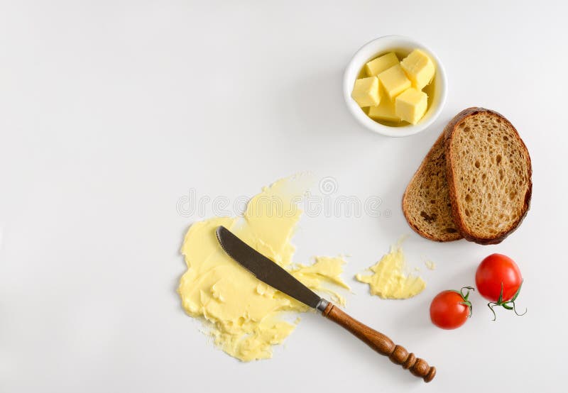 Butter Spread on a Dark Surface Stock Image - Image of messy, smear ...