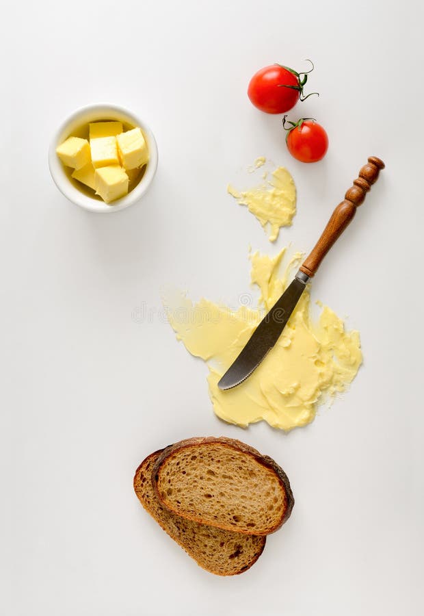 Butter Spread on a Dark Surface Stock Image - Image of messy, smear ...