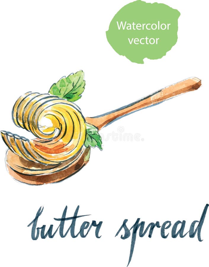 Butter Spread on Spoon with Mint Leaves Stock Vector - Illustration of ...