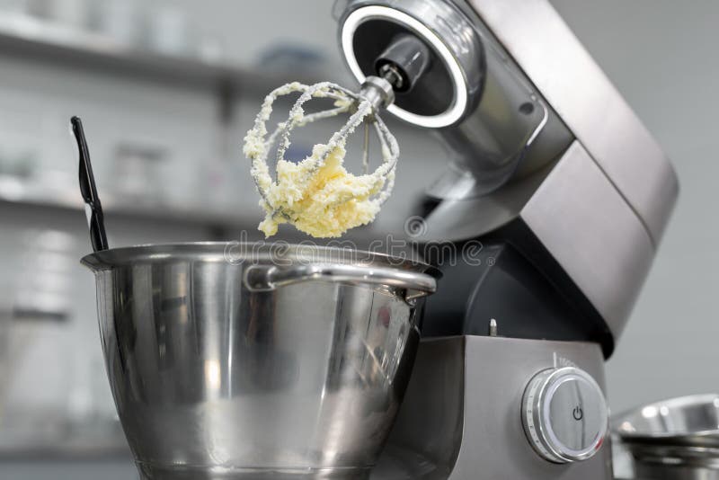 Butter with Sugar on the Corolla of the Kitchen Machine, Mixer Stock ...