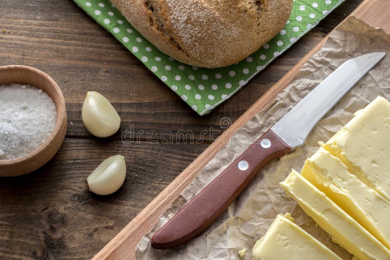 Butter on the table stock image. Image of garlic, cross - 63470349