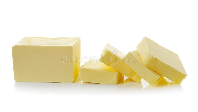 Stick of Butter Cut Isolated on White. Stock Image - Image of butter ...