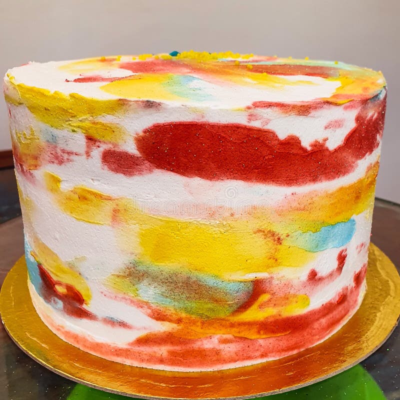 Buttercream color cake stock image. Image of sweetness - 190672743