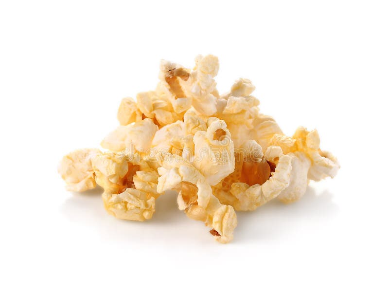 Buttered Popcorn In Striped Paper Cups Over White Background Stock ...