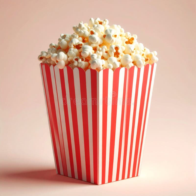 Buttered Popcorn in Red and White Striped Box Stock Illustration ...