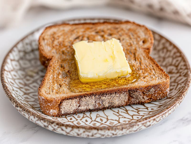 Buttered toast on a plate. stock illustration. Illustration of tasty ...