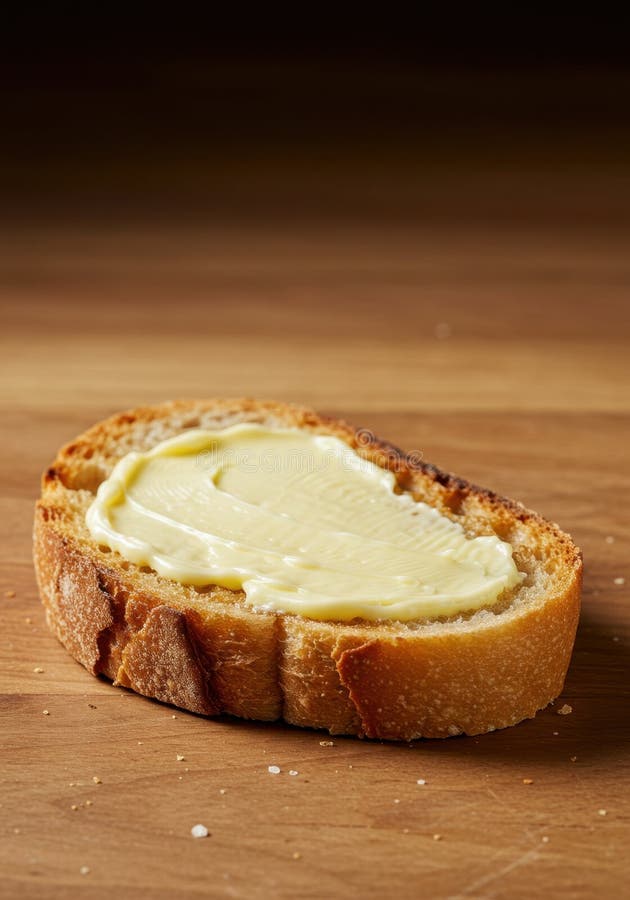 Buttered Toast on Wooden Surface Stock Illustration - Illustration of ...