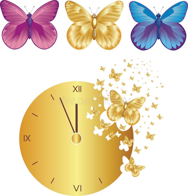 Butterflies Carrying Away Time Stock Illustration - Illustration of ...