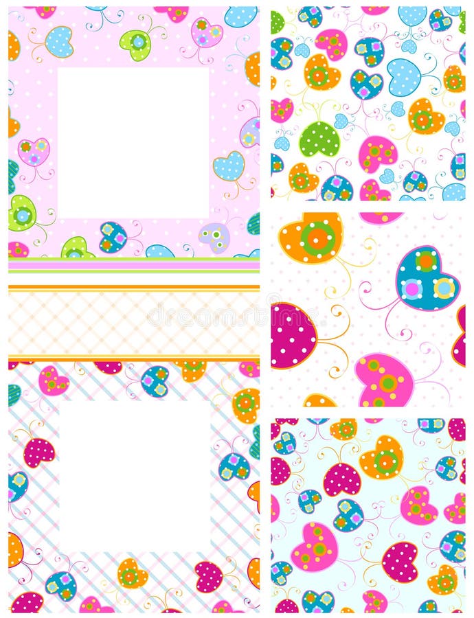 Spring Time Floral Frames Set Stock Illustration - Illustration of ...