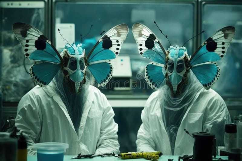 Butterflies Dressed As Scientists Experiment on Humans, Created with ...
