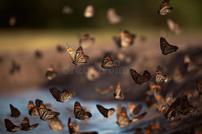 Butterflies Floating on the Wind, Migrating To New Lands Stock Photo ...