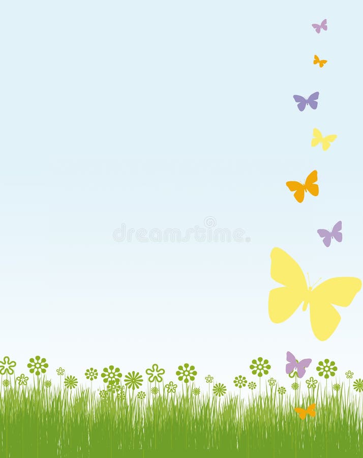 Card Frame with Butterflies and Flowers Stock Vector - Illustration of ...