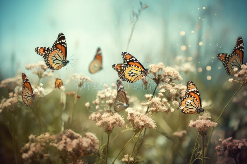 Butterflies Fluttering in a Warm Summer Breeze Stock Illustration ...