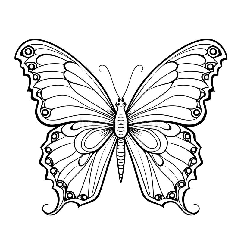 Butterflies Fly Coloring Pages Drawing for Kids Stock Vector ...