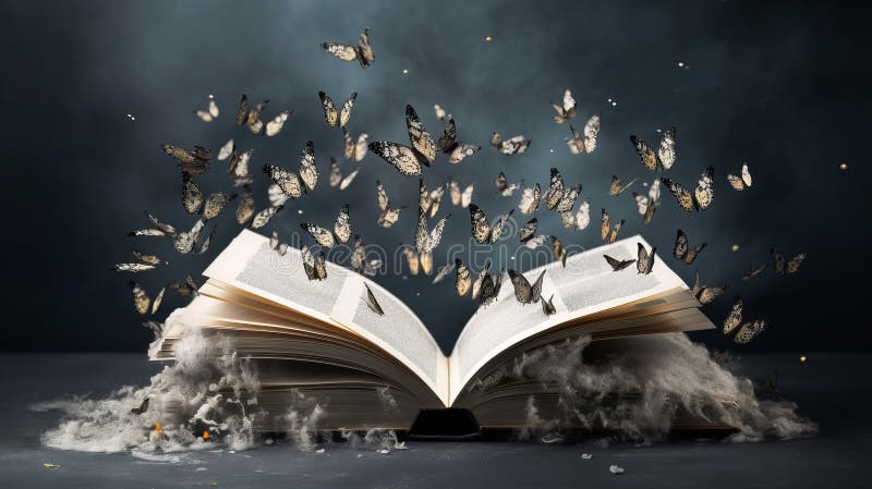 Butterflies Fly Out of the Book. Generative AI Stock Image - Image of ...