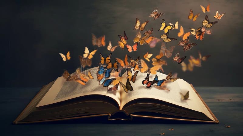 Butterflies Fly Out of the Book. Generative AI Stock Image - Image of ...