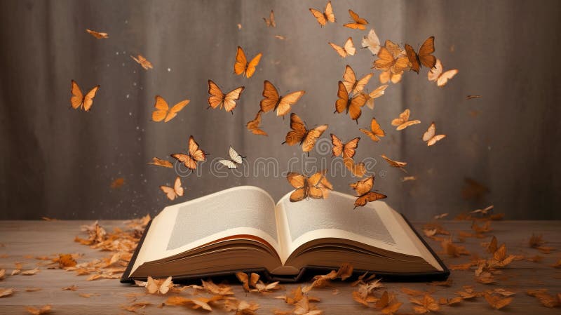 Butterflies Fly Out of the Book. Generative AI Stock Image - Image of ...