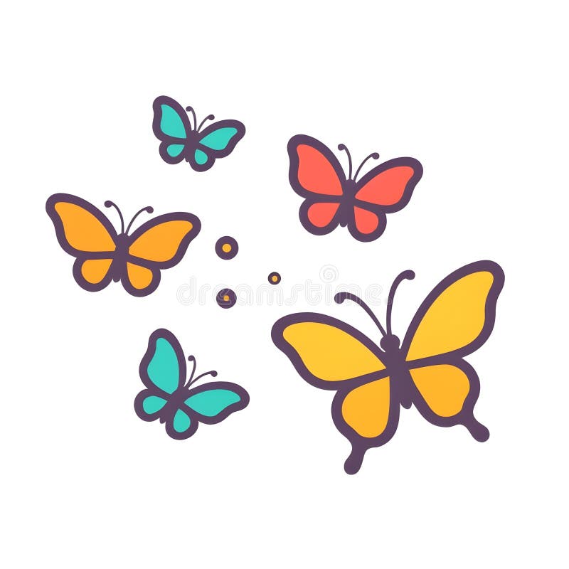 Butterflies Flying Icon Design Image Stock Illustration - Illustration ...