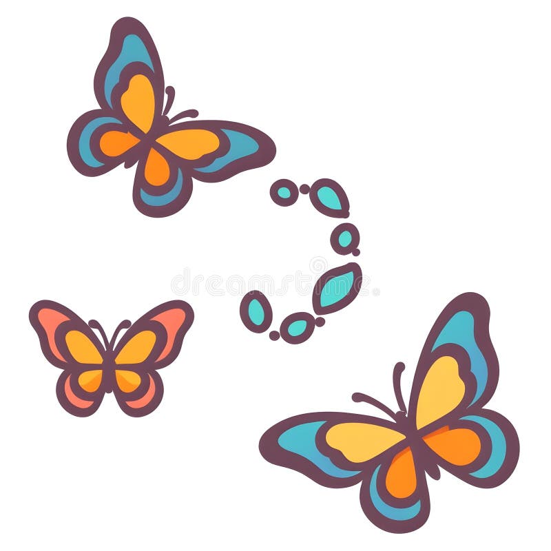 Butterflies Flying Icon Design Image Stock Illustration - Illustration ...