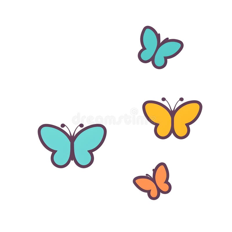 Butterflies Flying Icon Design Image Stock Illustration - Illustration ...