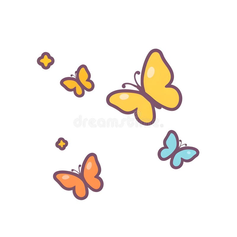 Butterflies Flying Icon Design Image Stock Illustration - Illustration ...