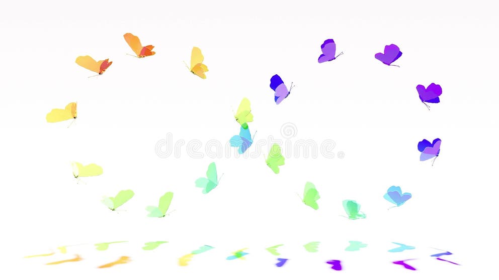 Butterflies Flying in an Infinity Sign on a White Background 3d Stock ...