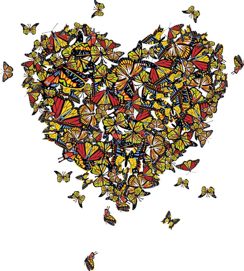 Butterflies Flying Heart Stock Illustrations – 688 Butterflies Flying ...