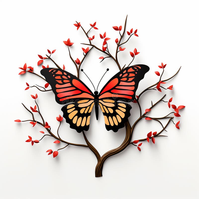 Butterflies on a Leaf Their Wings Creating a Canopy of Color Stock ...