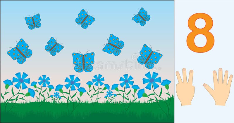 Number 8 Eight,educational Card,learning Counting with Fingers Stock ... Number 8 Eight,educational Card,learning Counting with Fingers Stock ...
