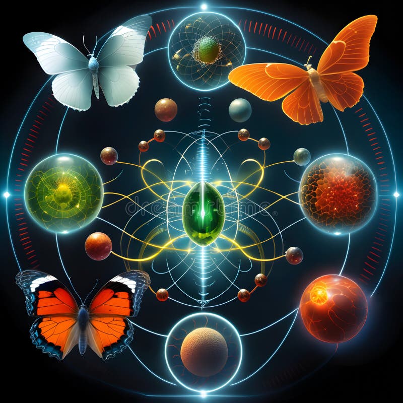 Butterflies Orbiting the Mysteries of Science and Metaphysics in Symmetry Stock Illustration ...