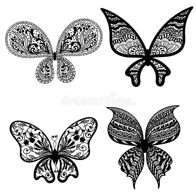 Butterflies with a pattern stock vector. Illustration of vector - 112883598