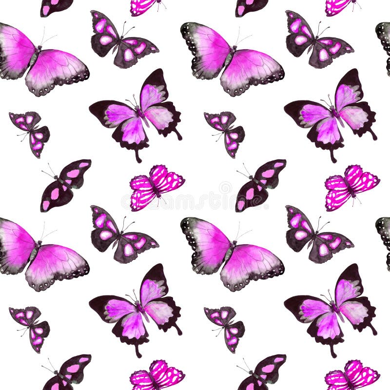 Butterflies. Repeating Background. Watercolor Stock Image - Image of ...