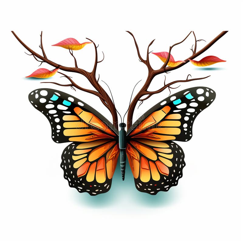 Butterflies on a Tree a Symbol of Strength and Resilience Stock ...
