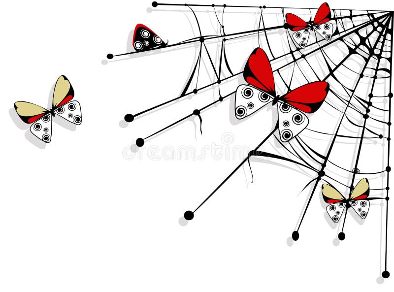 The butterflies and a web stock vector. Illustration of catch - 8130083