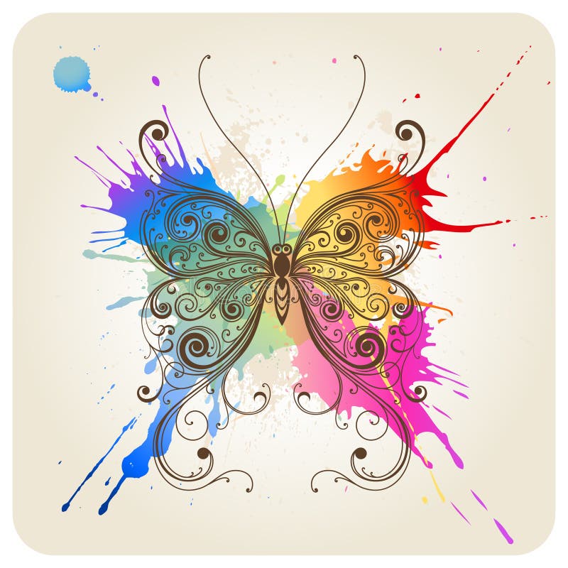 Colorful Scroll Butterfly stock vector. Illustration of artistic - 17553682