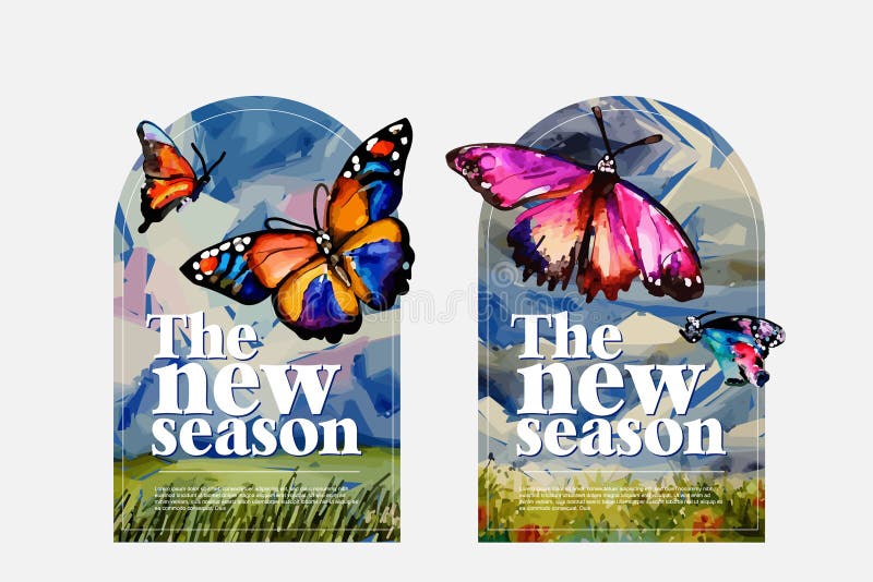 Butterfly Flying Over Blue Sky and Green Grass. the New Season. Wine ...