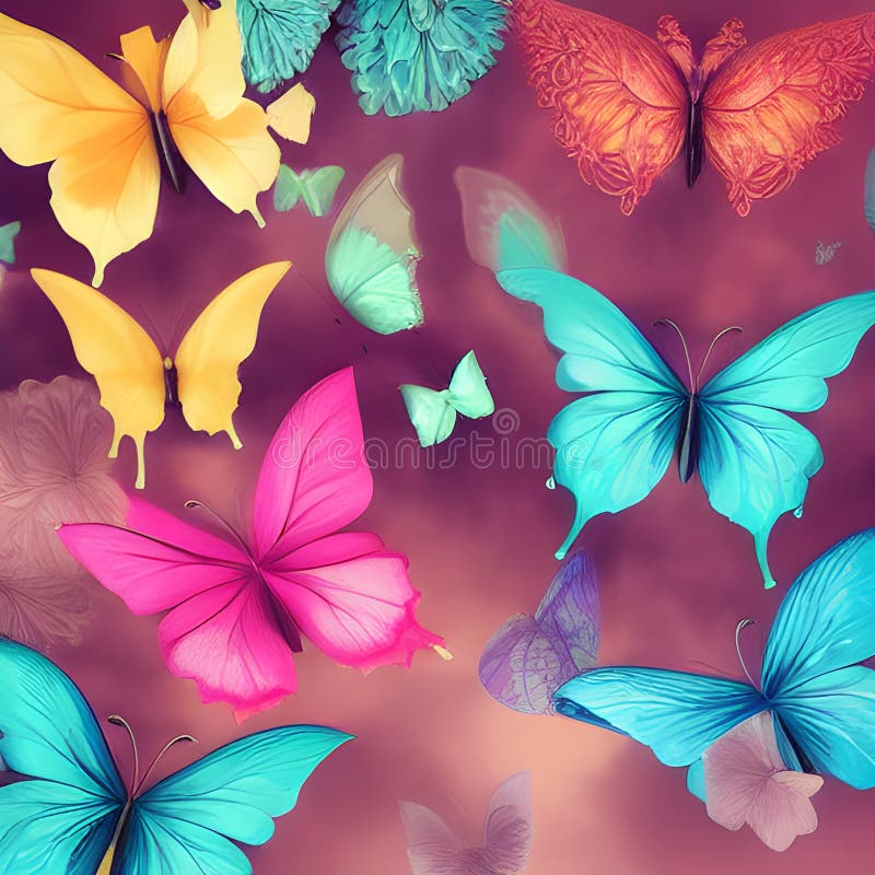 Butterfly Abstract Background, with Lot of Different Butterfly, Random ...