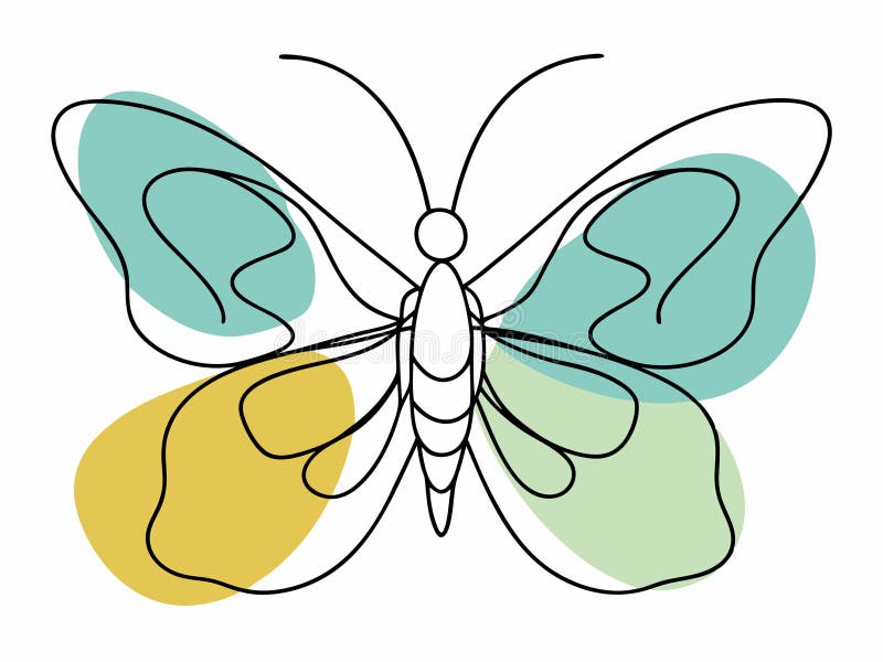 Butterfly Abstract Continuous Line Art Design on White Background Stock ...