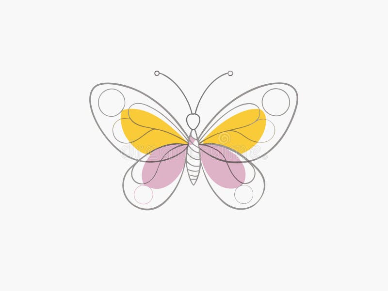 Butterfly Abstract Continuous Line Art Design on White Background Stock ...