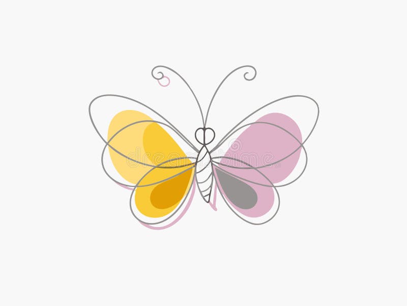 Butterfly Abstract Continuous Line Art Design on White Background Stock ...