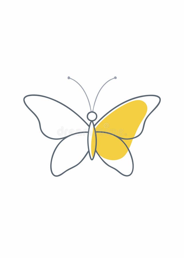 Butterfly Abstract Continuous Line Art Design on White Background Stock ...