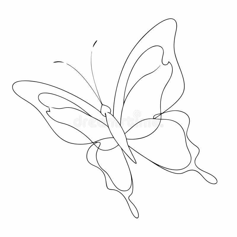 Butterfly Abstract Continuous Line Art Design on White Background Stock ...