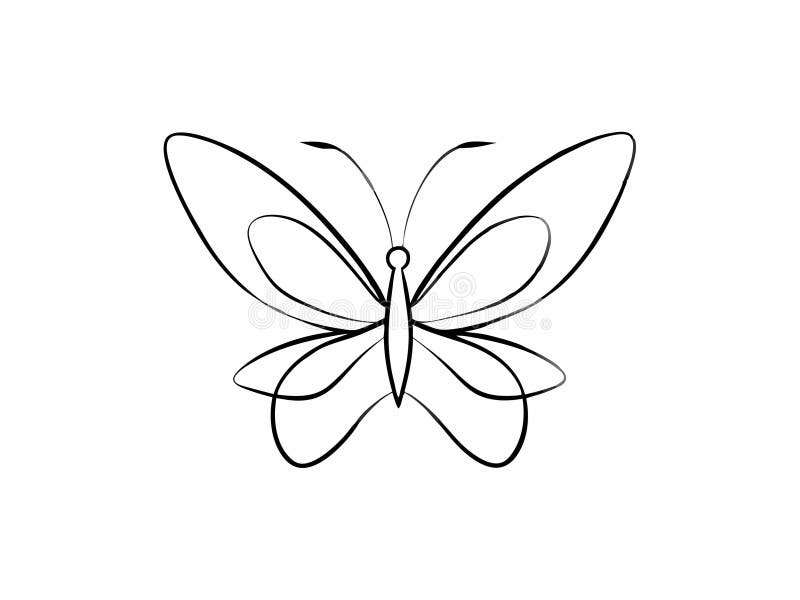 Butterfly Abstract Continuous Line Art Design on White Background Stock ...
