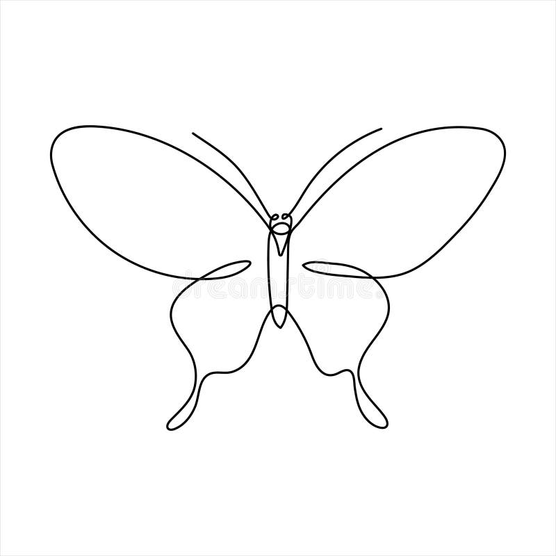 Butterfly Continuous Single Line Art Outline Vector Illustration and ...