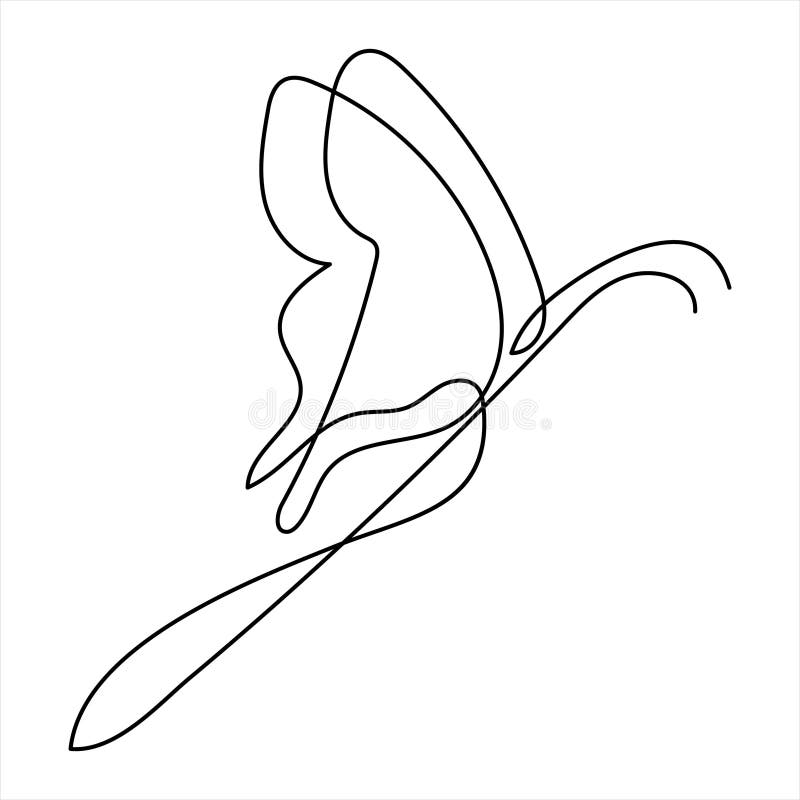 Butterfly Abstract Continuous Single Line Vector Illustration and ...
