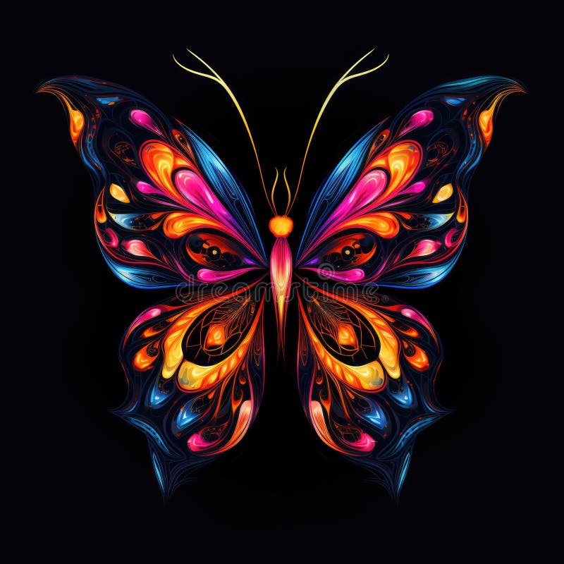 Butterfly. Abstract Image of Butterfly Drawn with Glowing Lines Stock ...